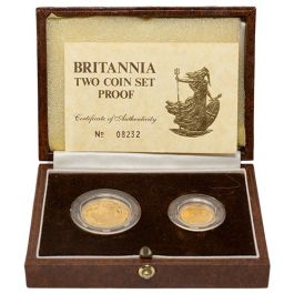 1987 Gold Britannia 2-Coin Proof Set with Box and COA Fast Shipping