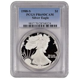 Buy 1988-S PCGS PR-69 1 oz American Silver Eagle Proof Coin | SD Bullion
