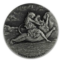 Buy 2019 2 oz Samson Slays The Lion Silver Coin - Biblical Series | SD ...