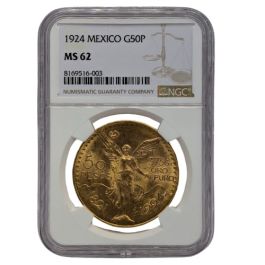 Buy 1924 NGC MS-62 Mexican 50 Pesos Gold Coin | SD Bullion
