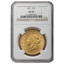 Buy 1851 NGC AU-58 $20 Liberty Double Eagle Gold Coins - SD Bullion