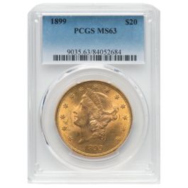 1899 US Gold Liberty Double Eagle $20 Coin PCGS MS-63 Free Shipping