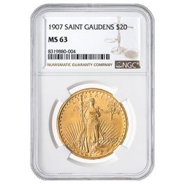 1907 NGC MS-63 $20 St. Gaudens Double Eagle Gold Coin Fast Shipping
