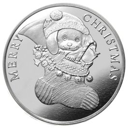 2024 1 oz Puppy in a Stocking Silver Round | SD Bullion