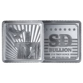 Buy 1/10 oz SD Bullion Cross and Flag Square Silver Bar | SD Bullion