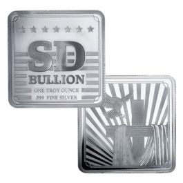 Buy 1 oz SD Bullion Cross and Flag Square Silver Bar | SD Bullion