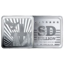 Buy 2 oz SD Bullion Cross and Flag Square Silver Bar | SD Bullion